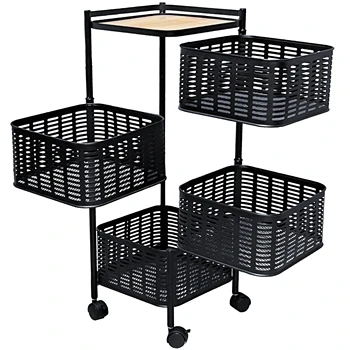 4-tier Rotating Fruit Basket Kitchen Storage Metal Pantry Vegetable ...