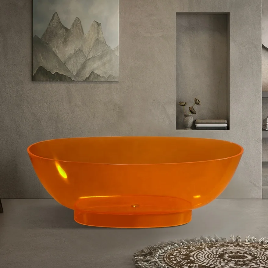 Acrylic Soaking Bathtub - Simple Blue Transparent Design