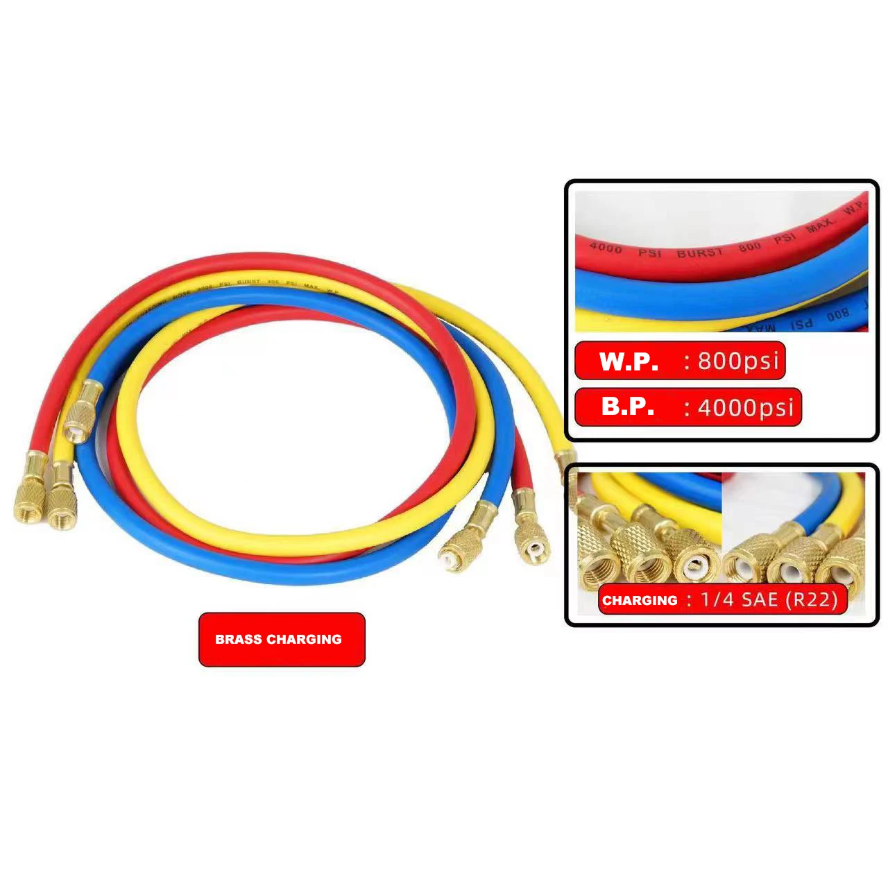 Car Air Conditioning R134a Charging Hose Quick Release Refrigerant Connector Cold Pressure Gauge ...