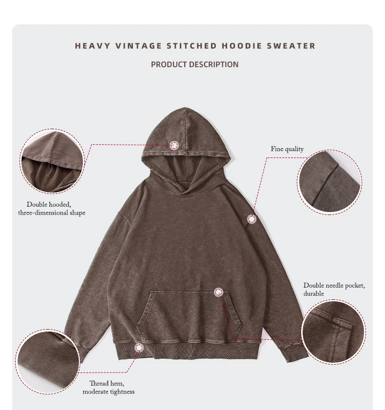 Vintage Do Old Hoodie Print Off Shoulder Loose Men's And Women's Washed ...