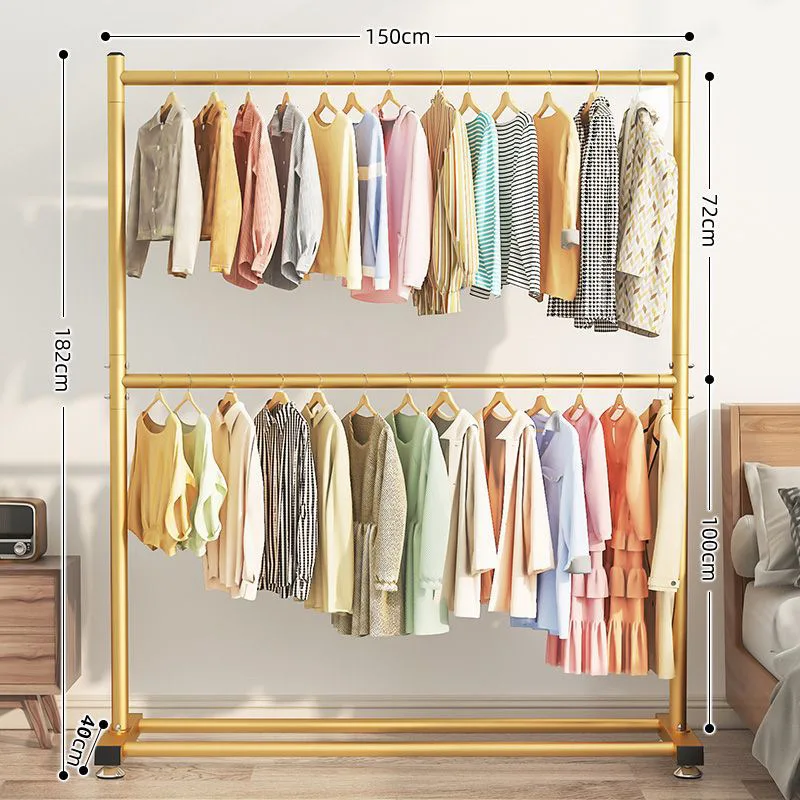 Modern Simple Double Metal Clothes Rack Display Drying Shoe Racks for ...