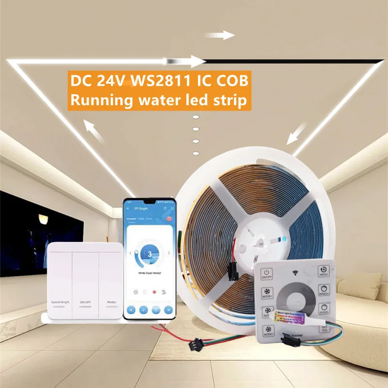 Smart Flowing LED COB Running Water LED Strip 24V 420LED