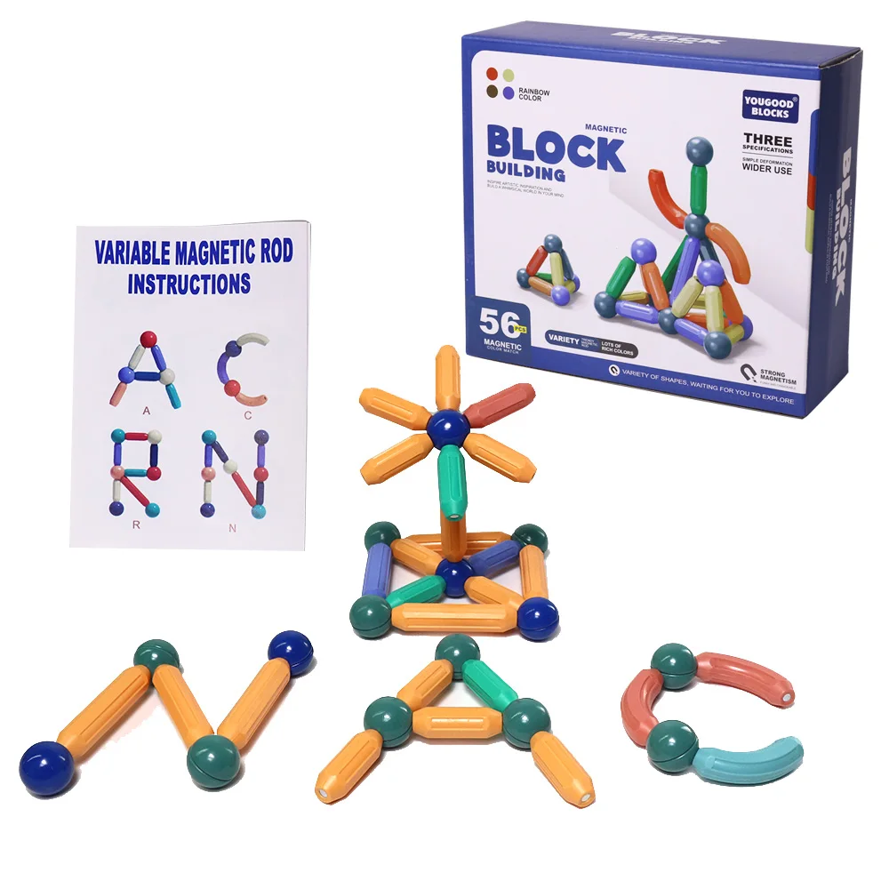 56pcs Kids Diy Play Set Magnetic Stick Building Bricks Toy And Ball - Buy Magnetic Stick ...