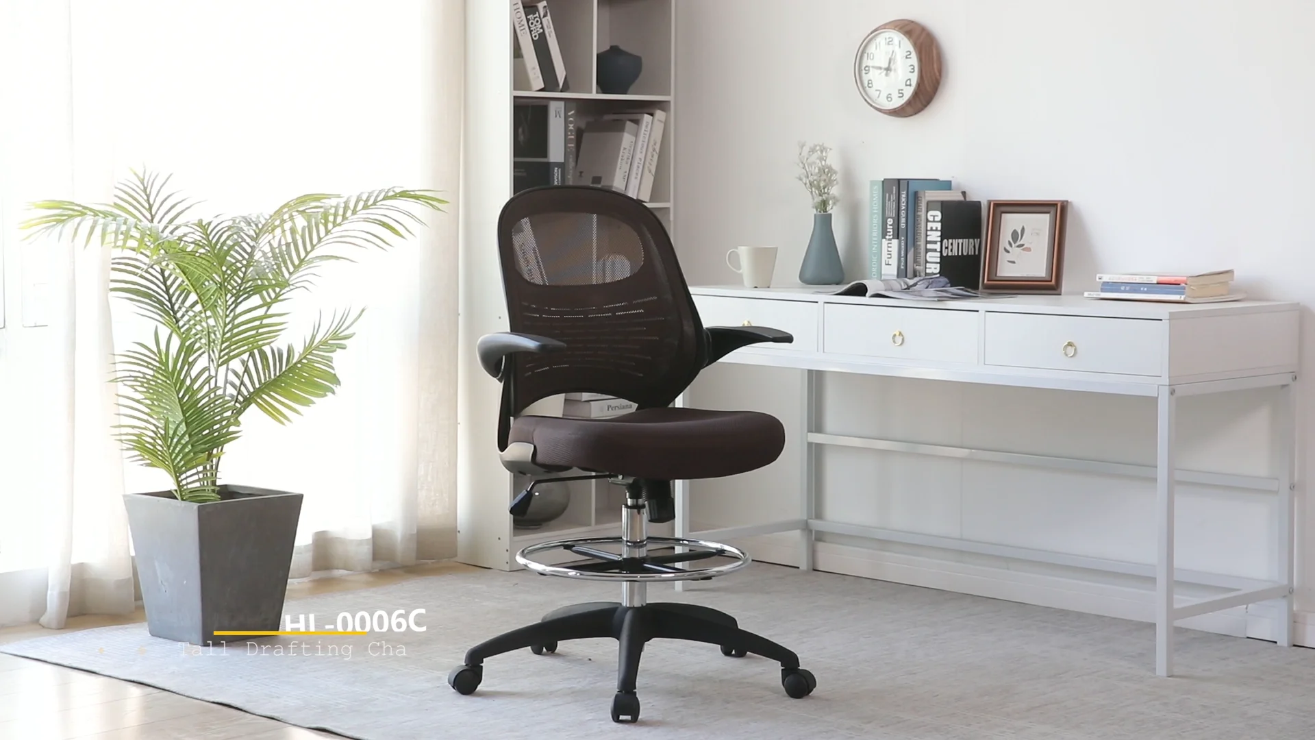 Tall Stool Reception Desk Chair Drafting Table Chair With Flip-up Arms ...