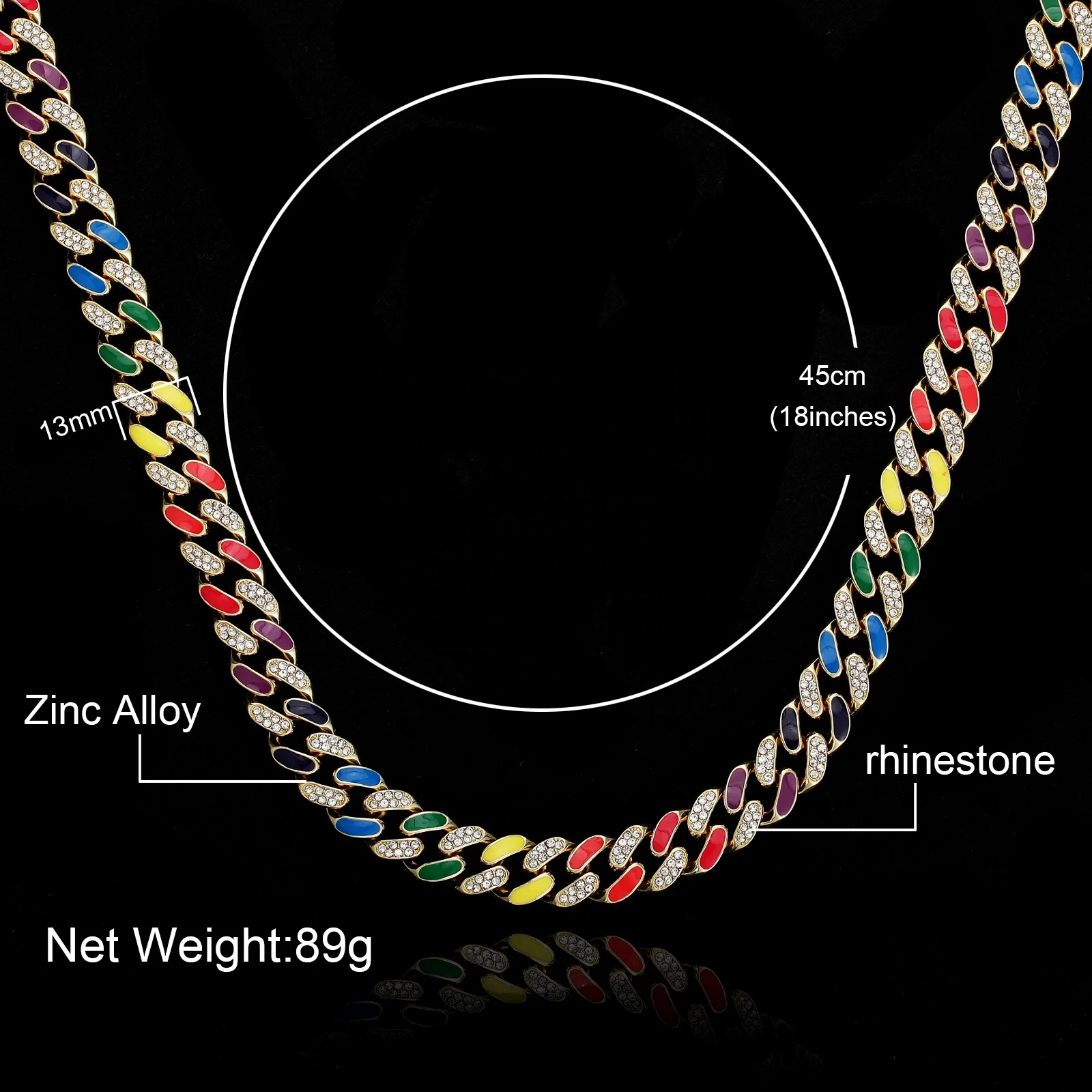 Customized Hip Hop Cuban Chain Contrast Color Patchwork Diamond ...