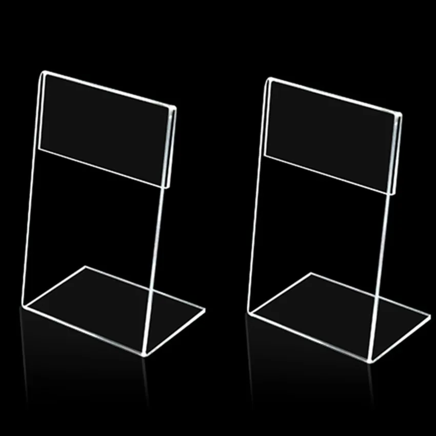 6x9cm L Shaped Vertical Plastic Sign Paper Display Stands Price Tag ...