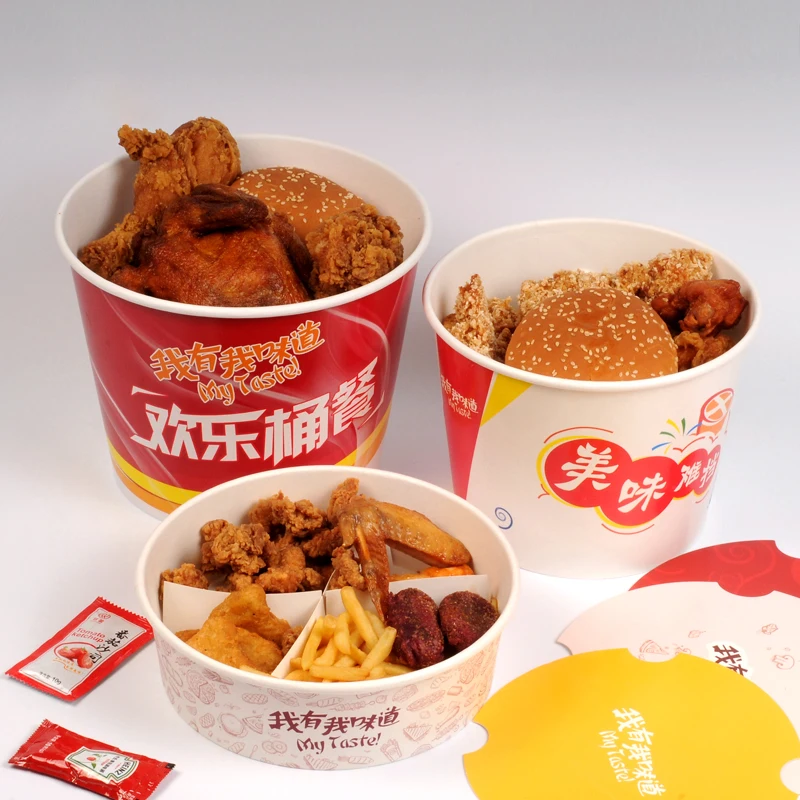 Premium Custom Buckets Chicken Leg Wing Fries Family Bucket Paper Food ...