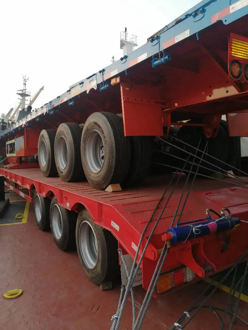 Brand New Flatbed Semi Trailer 70ton 3axles Pan Trailer Container Semi ...