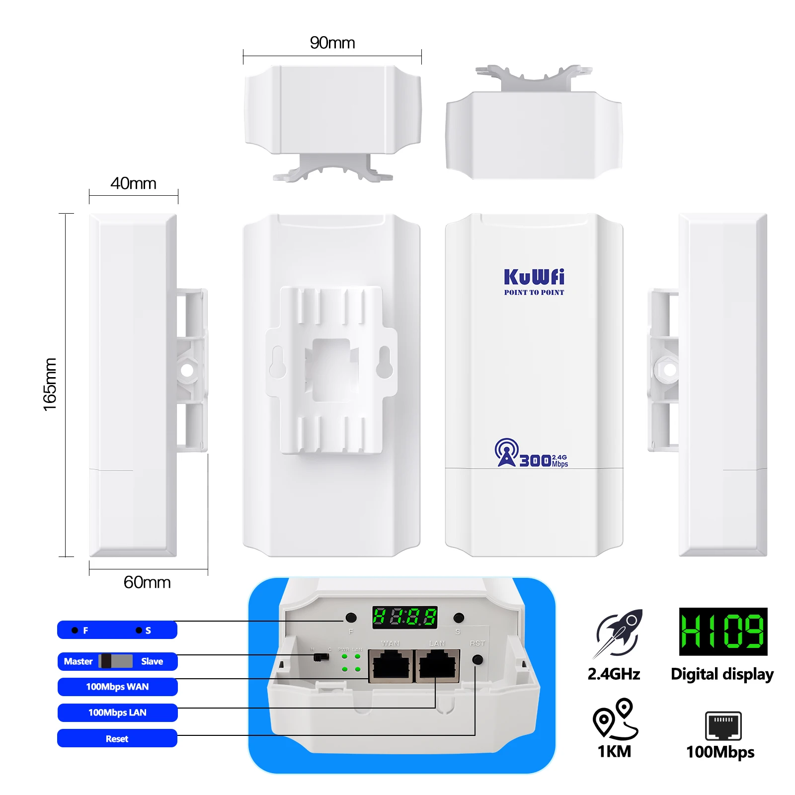 2.4ghz 300mbps 2km Long Range Wireless Bridge - Outdoor Wifi