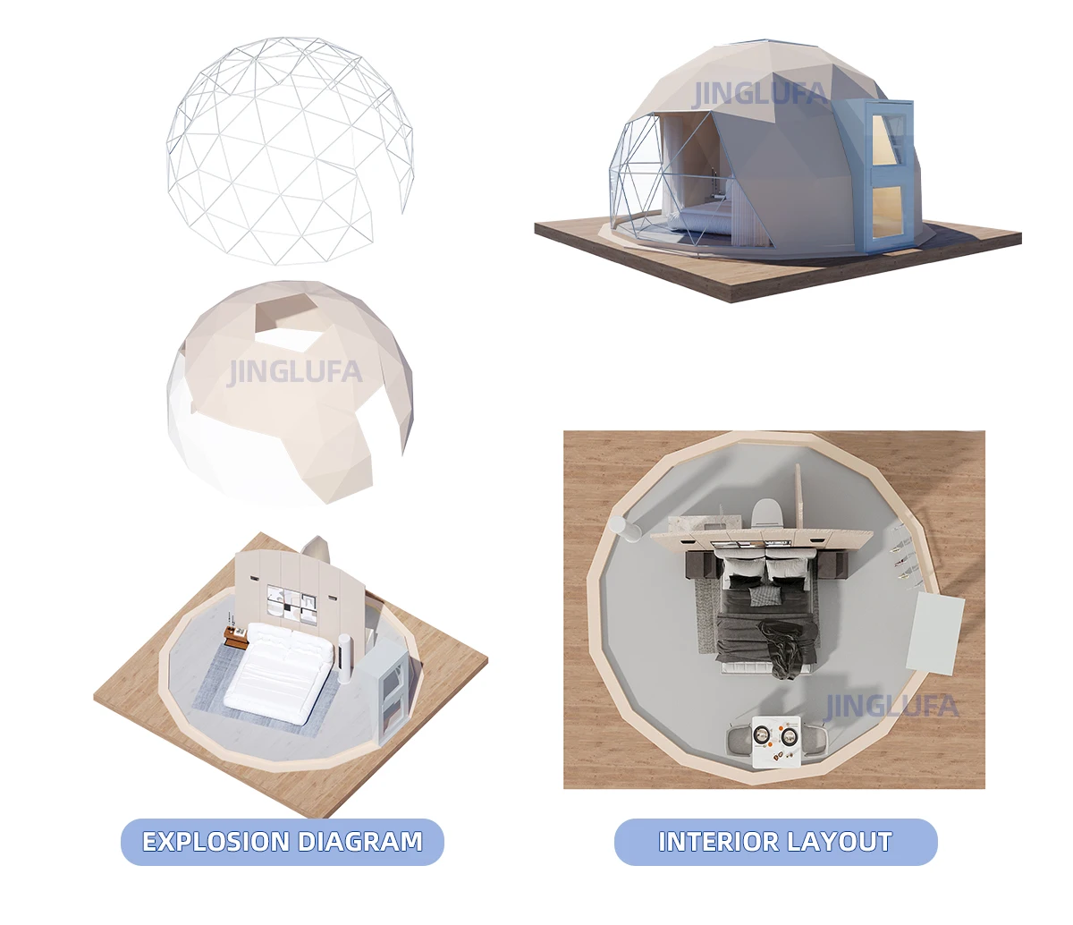 Outdoor Waterproof PVC Glamping Safari Round Igloo Tent