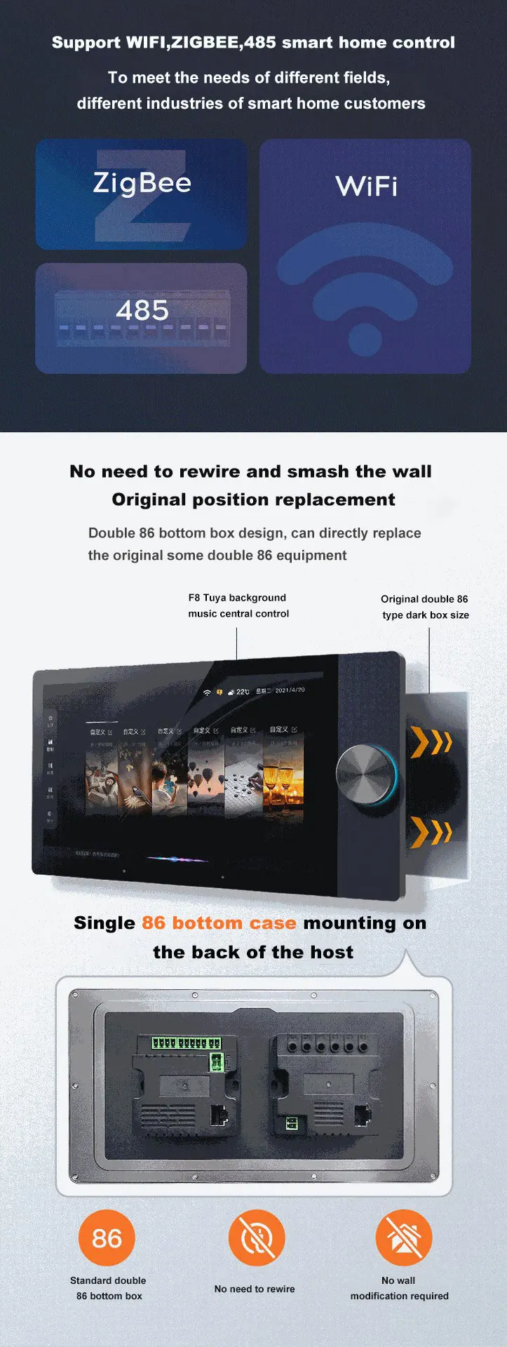 Smart Home Control - Tuya Six-Inch Knob Touch Screen