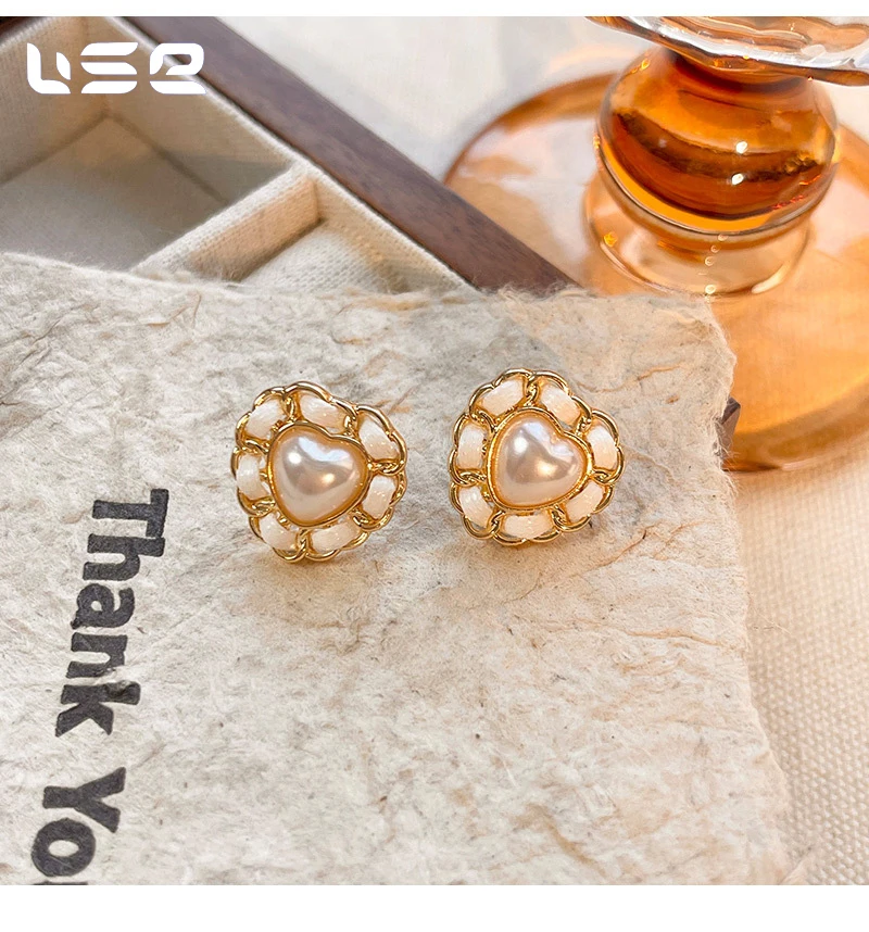 S925 Silver Needle Light Luxury Niche Simple Love Pearl Earrings Women ...