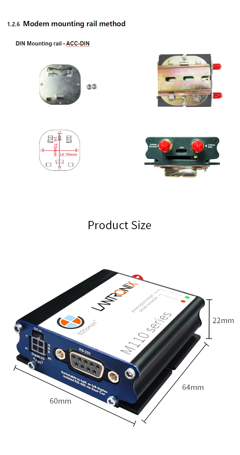 4G LTE Modem with RS232/RS485 Port - High Speed Data Transmission