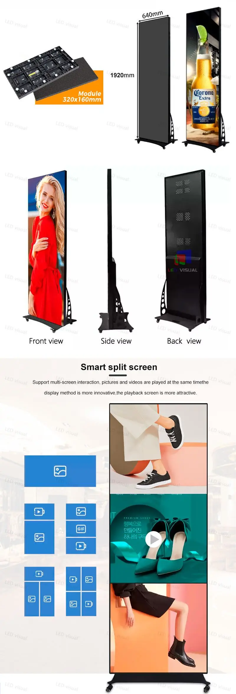 Indoor Led Posters Hd P4 Floor Standing Digital Screen Led Screen For ...