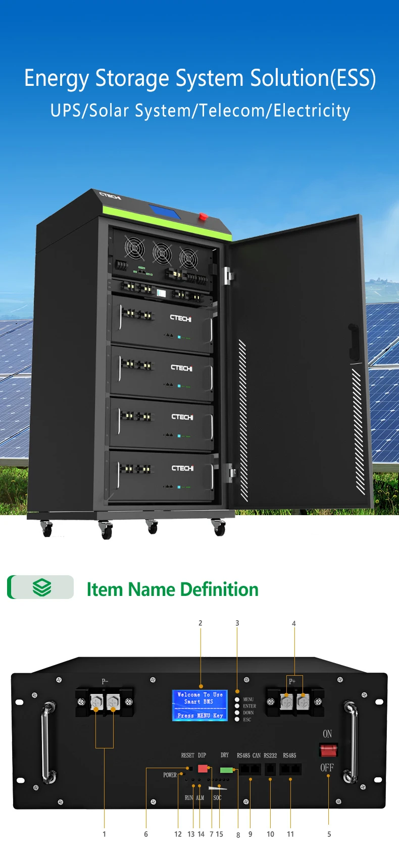 Smart Bms Lifepo4 10kwh 50 Kwh 24v 48v 100ah 200ah 100ah Solar Lithium ...