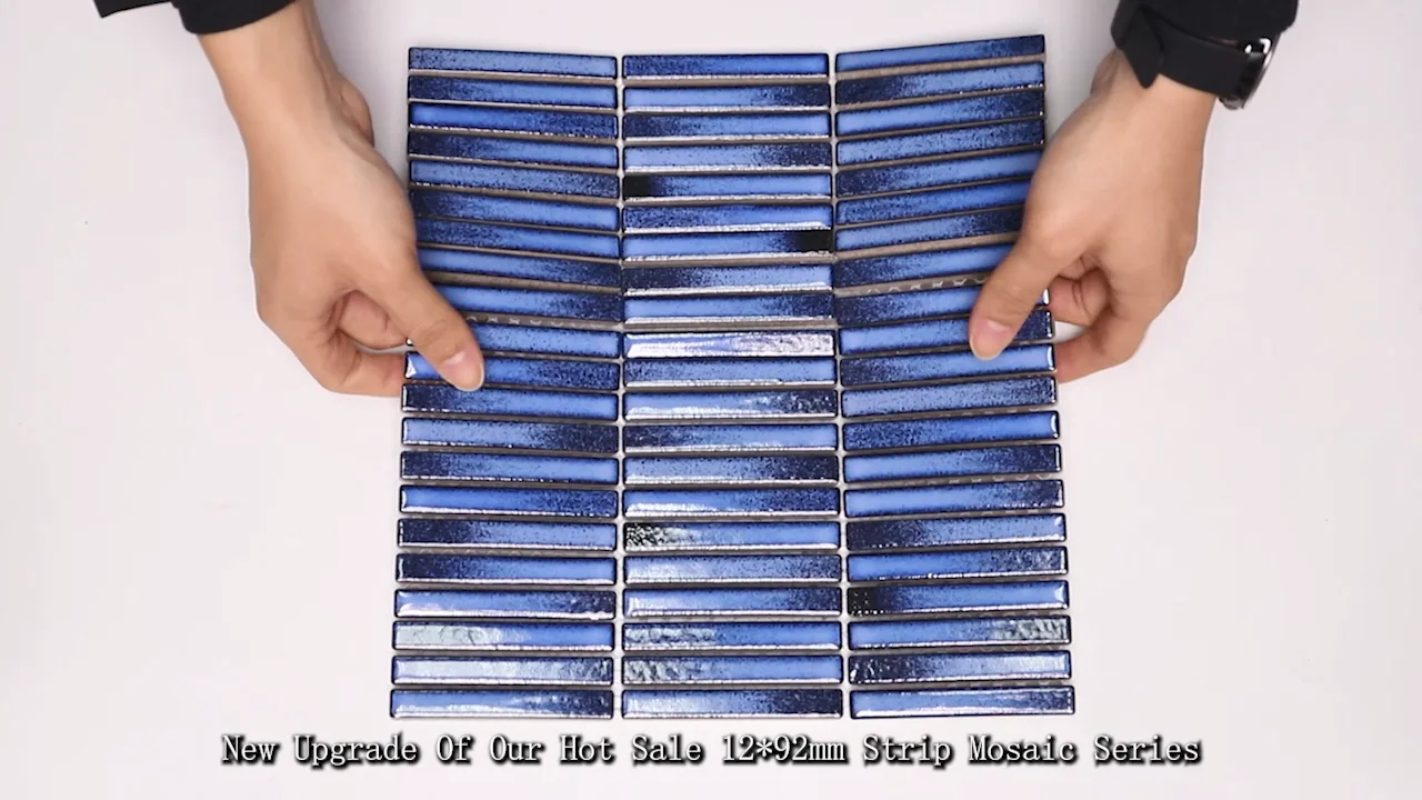 New 12x92mm Kit Kat Finger Strip Premium Glazed Ceramic Blue Mosaic ...