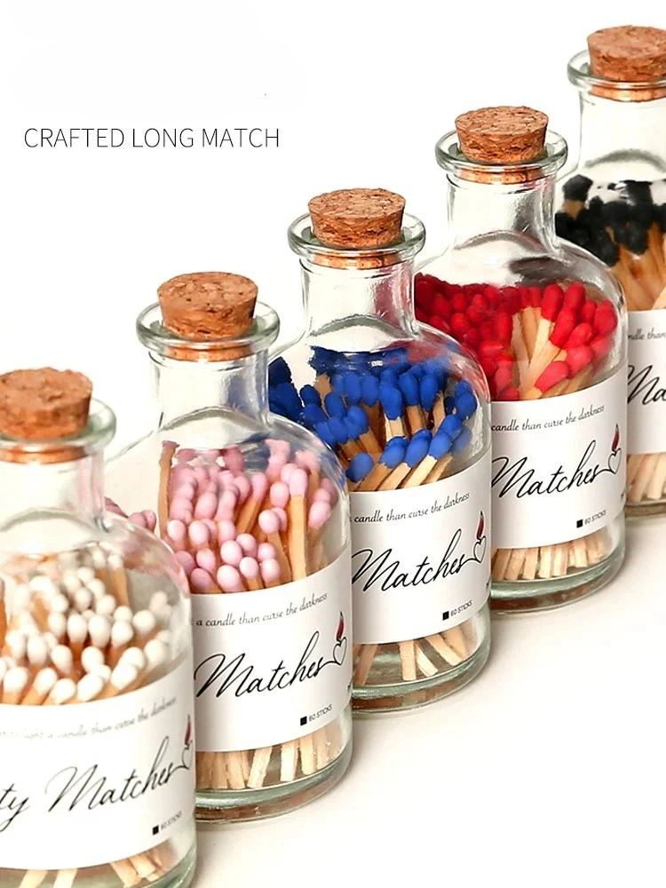 Customized Safety Matchstick Bottles Candle Colored Match Glass Bottles ...