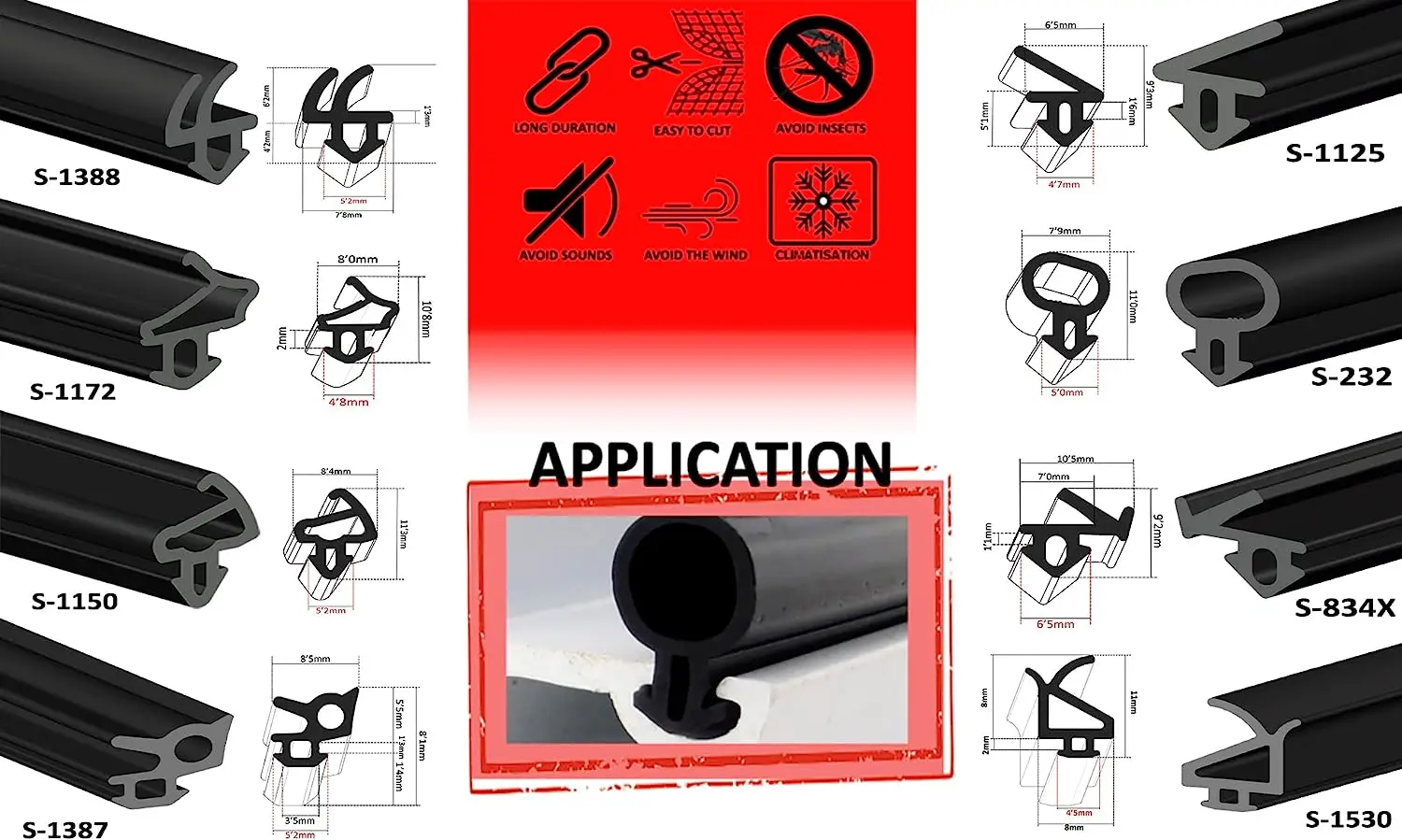 Custom Rubber Seal Strips - EPDM Glazing Gasket for Windows