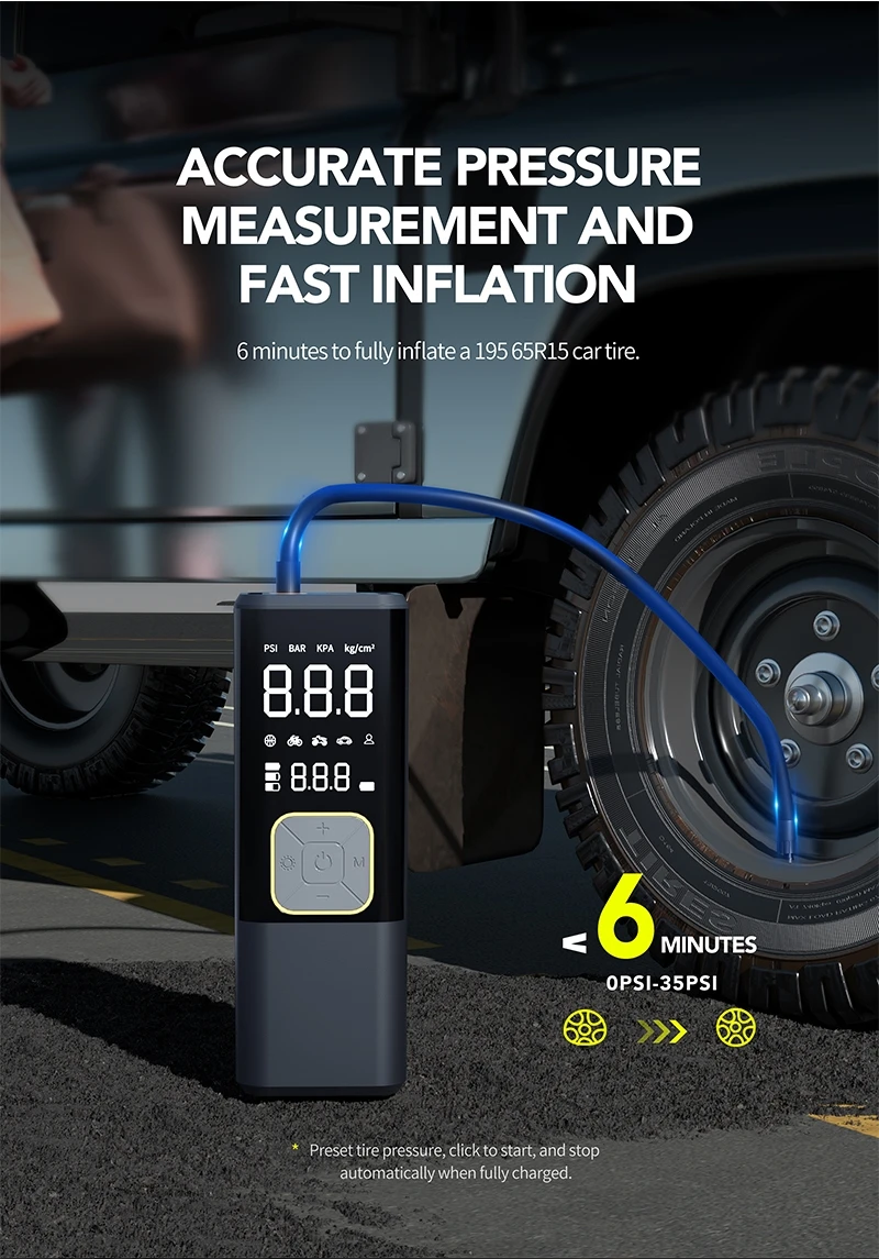 Upgrade Double Screen Portable Compressors 12V Wireless Car Inflation ...