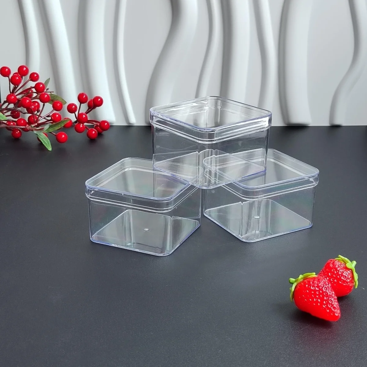 PS Plastic Transparent Square Packaging Boxes for Candies Snacks ...