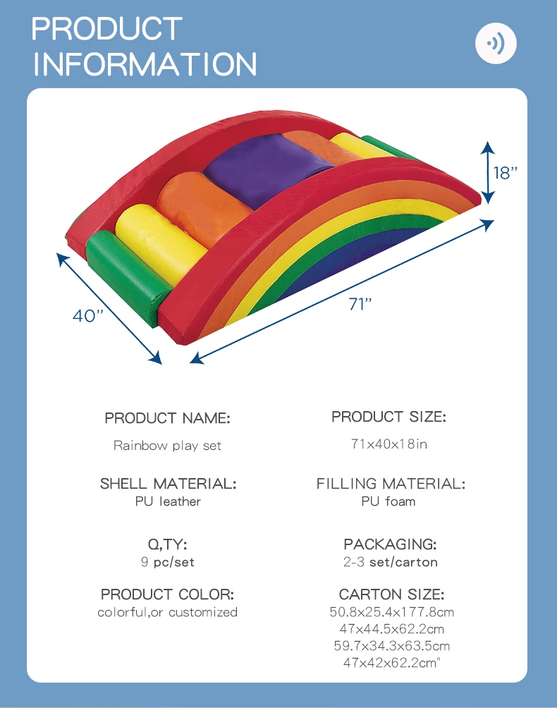 Toddler Baby Indoor Soft Foam Rainbow Arch Climber Set