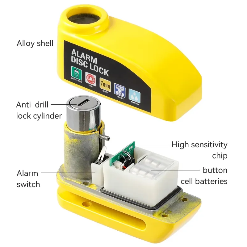 110db Waterproof Bicycle Smart Disk Lock Alarm Motorbike Anti-Theft Safety