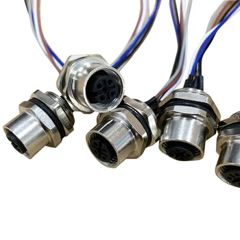 Waterproof M12 Connector Female 5pin Bulkhead A Coded Panel Mount ...
