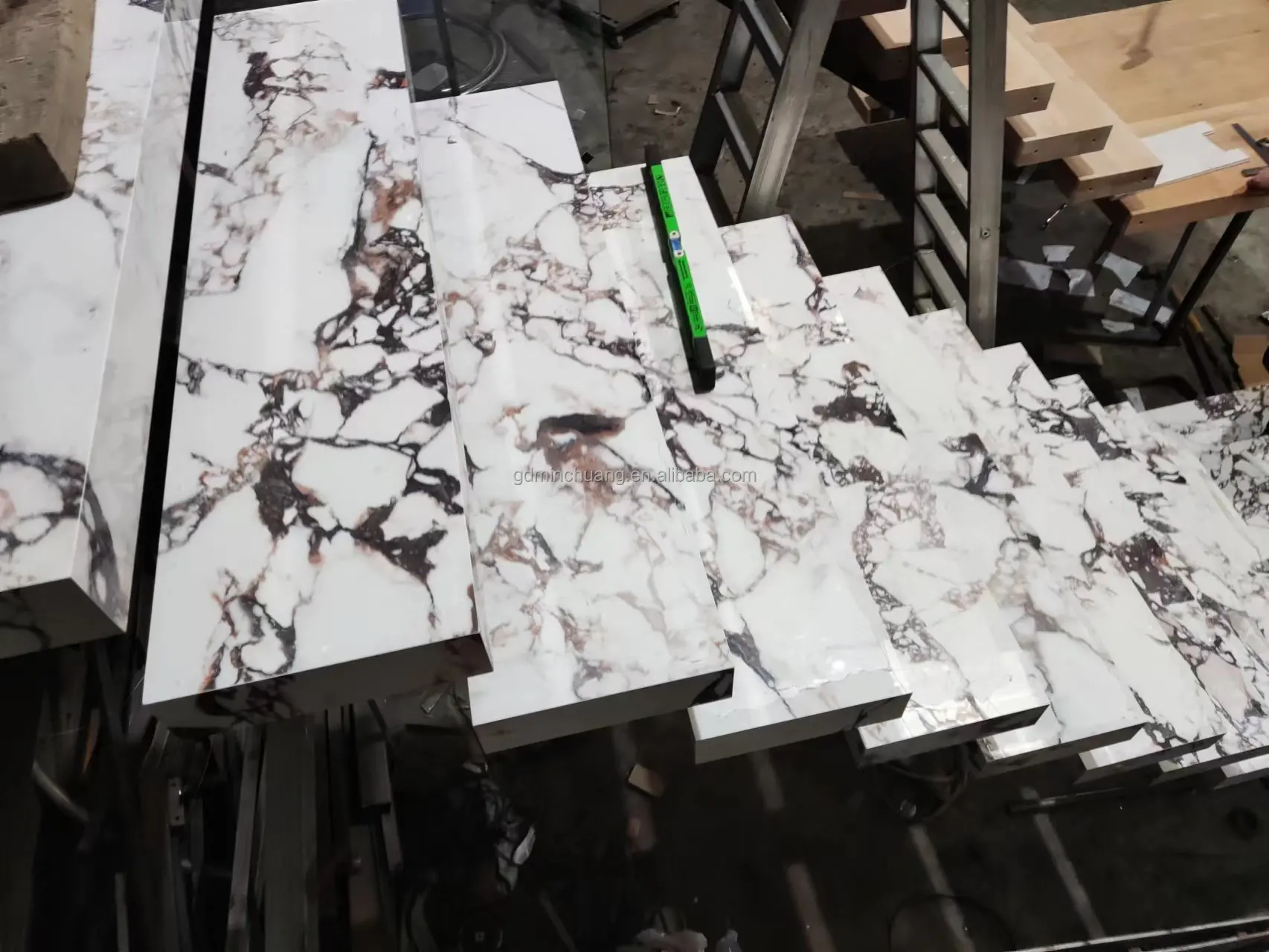 Mono Beam Staircase Interior Stairs Marble Tread & Glass Railing