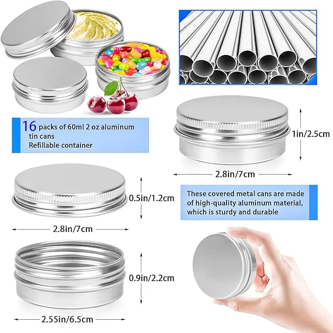 Aluminium Metal Container 15g 20g 30g 40g 50g 60g 80g 100g 150g 200g ...