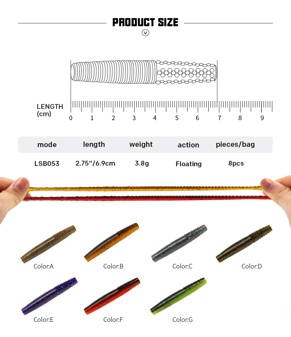 Letoyo Lsb053 Senko 3.8g 6.9cm Soft Plastic Fishing Worm Lure Stick ...