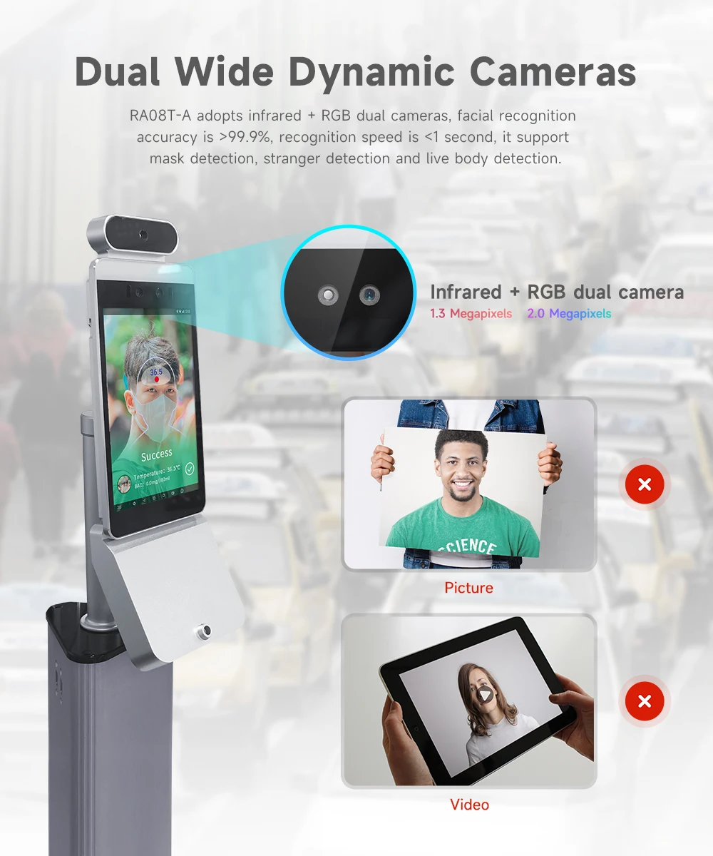 HFSecurity RA08T NFC QR Code Face Recognition Attendance Access Control Device with Alcohol ...