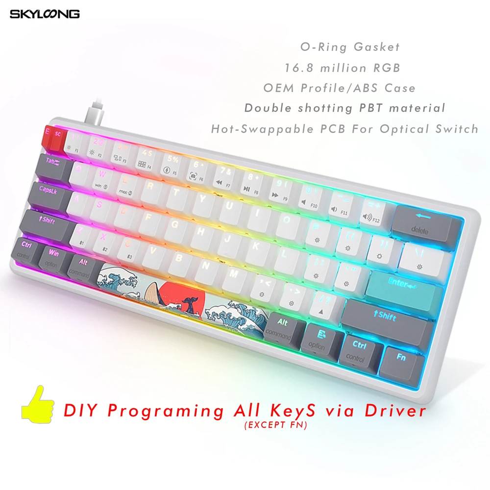 SKYLOONG TEMU SK61 GK61 60% 61 Keys Optical Switch Keyboard
