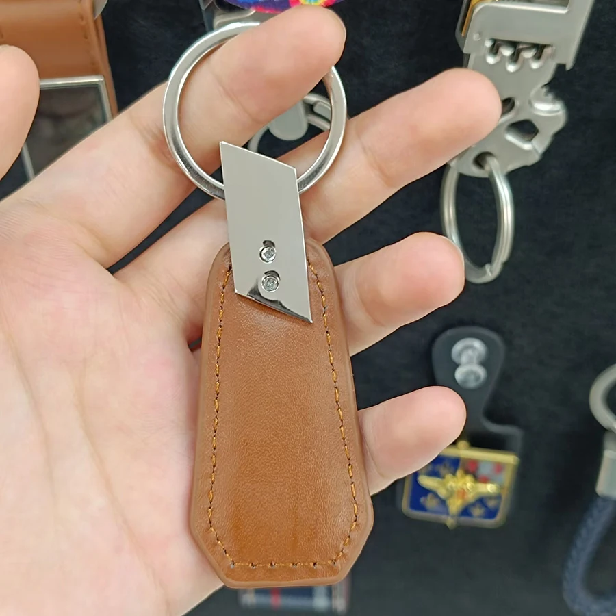 Custom Imprinting Printing Logo Genuine Leather Keychain Personalized ...