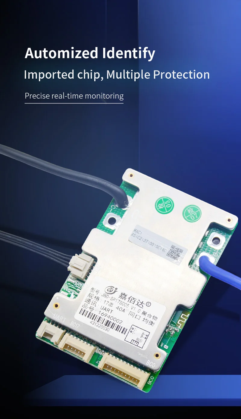 Jbd Build-in Bt Smart Bms 10s-17s Automatic Identify 20a 40a 50a 60a 80a 200a 36v 48v 60v Nmc ...