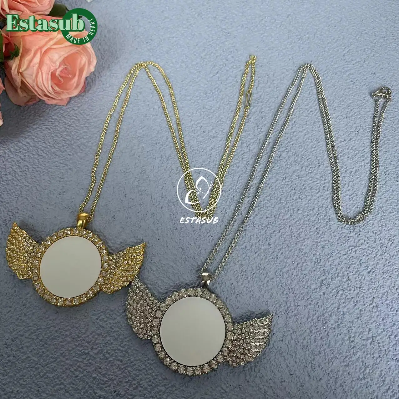 Sublimation Blanks Car Photo Charm Pendant Memorial Hanger With Wings ...