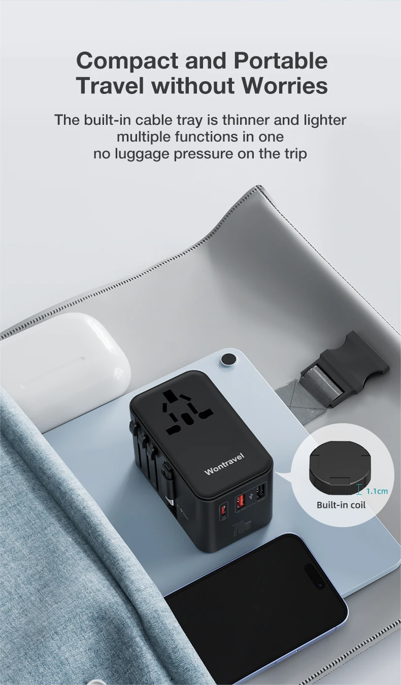 Wontravel UKCA Type C 70W Fast Charger - Universal Travel Adapter