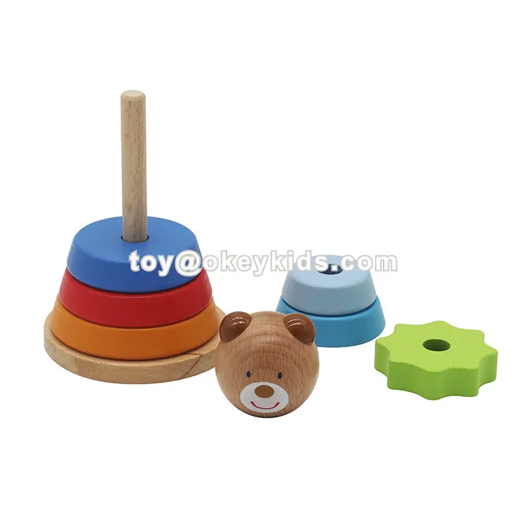 Montessori Wooden Rainbow Wooden Ring Stacker Toy for Infants and ...