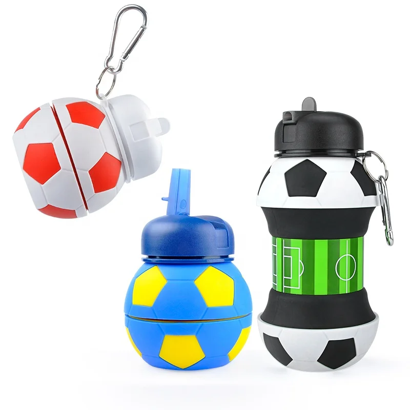 Popular Kids Sport Soccer Drink Foldable Water Bottle BPA Free