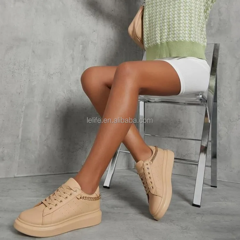 Plus Size Trainers - Autumn Lace up Chain Shoes for Women