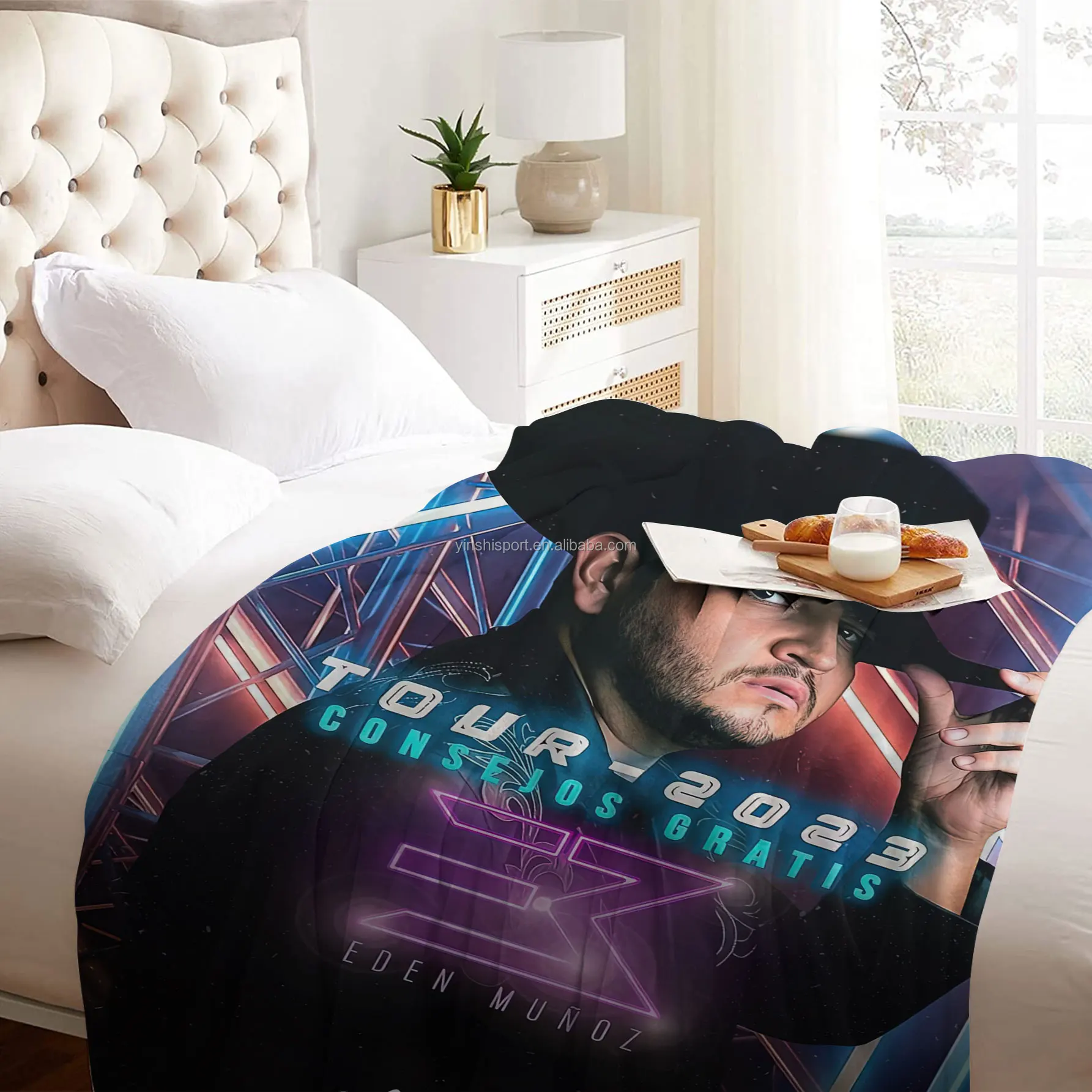 Carin Leo Nuevo Suenos Rauw Alejandro Sublimation Fleece Travel Throw Blanket Custom Printed ...