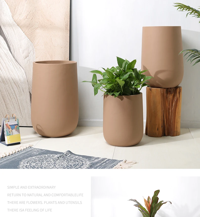 Minimalistic Custom Color Garden Decoration Terracotta Cement Planters ...