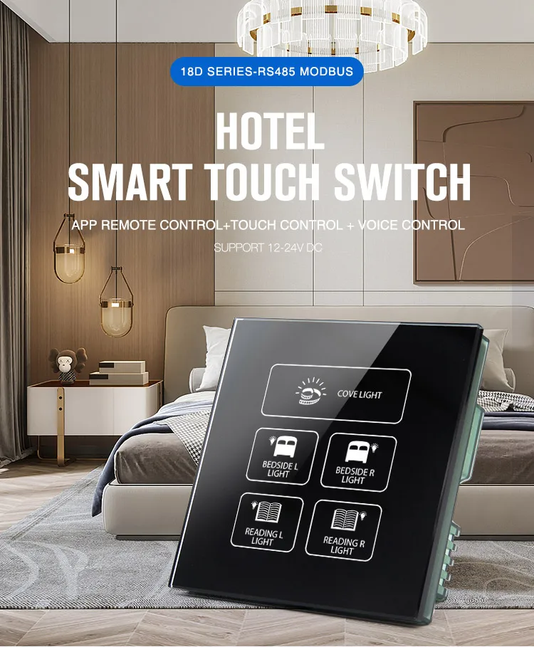 Smart Touch Wall Switch - RS485 Protocol for Hotel Control