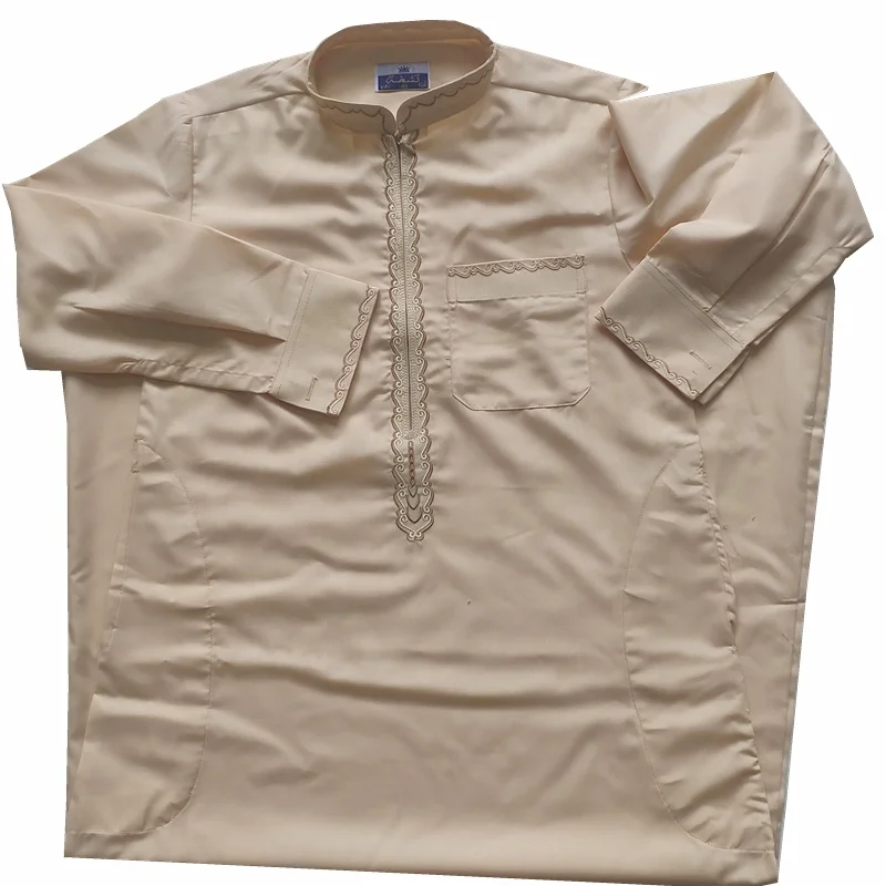 Bahrain Style Thobe Embroidery Long Sleeves Islamic Men Clothing Jubbah ...