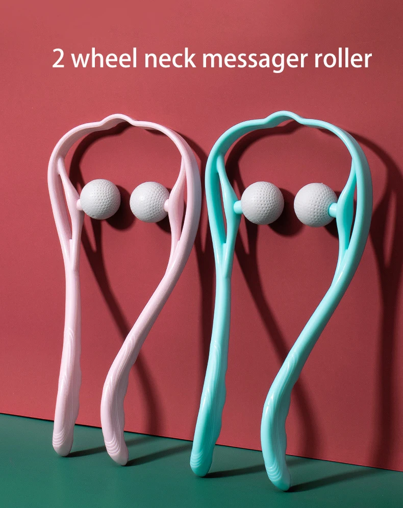 2 Ball Neck Massager Trigger Point Handheld Manual Roller Back Leg ...