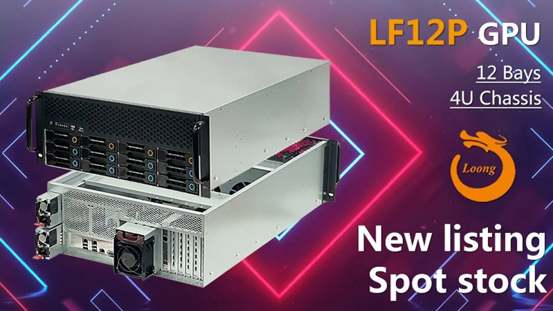 Zhenloong 4 GPU Server Rack Case 4U - 12 Bay Hard Drive Chassis