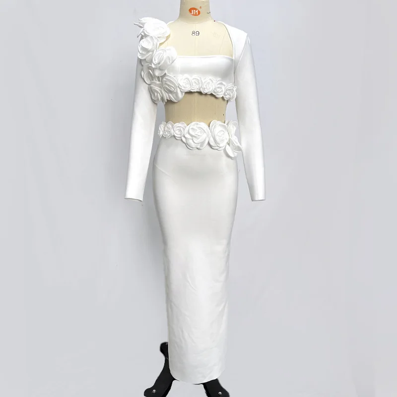 Ocstrade New Product 2024 Woman Outfit White Long Sleeve 3D Flower ...