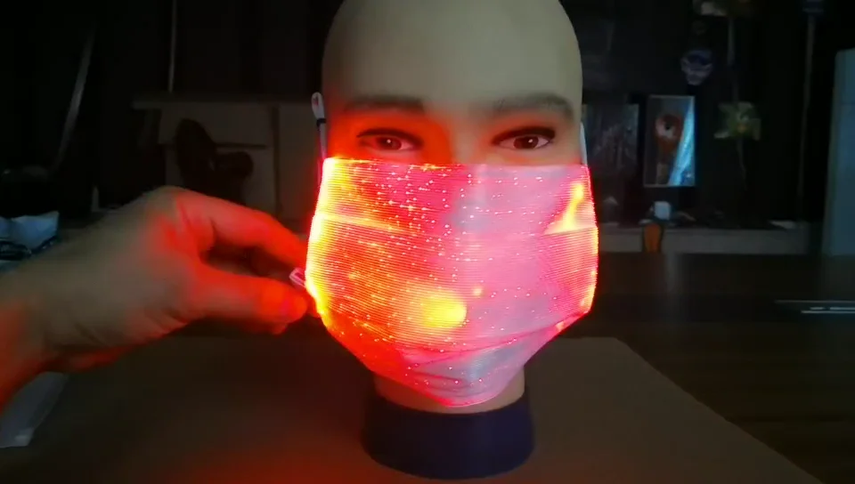 7 Colors Fiber Optic Led Light Up Facial Mask Party Rave Halloween Led ...