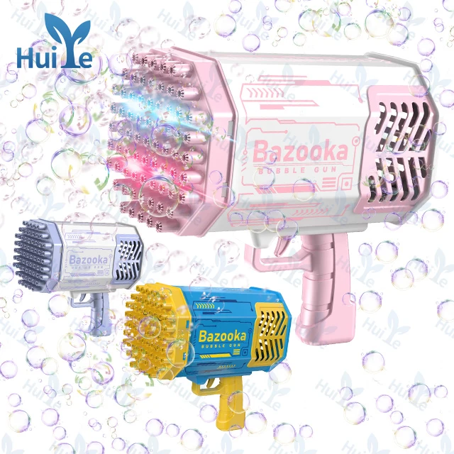 Huiye 69 Hole Bazooka Bubble Gun Machine Gun Toys Blower Launcher Rocket Bubble Bazooka Led with ...