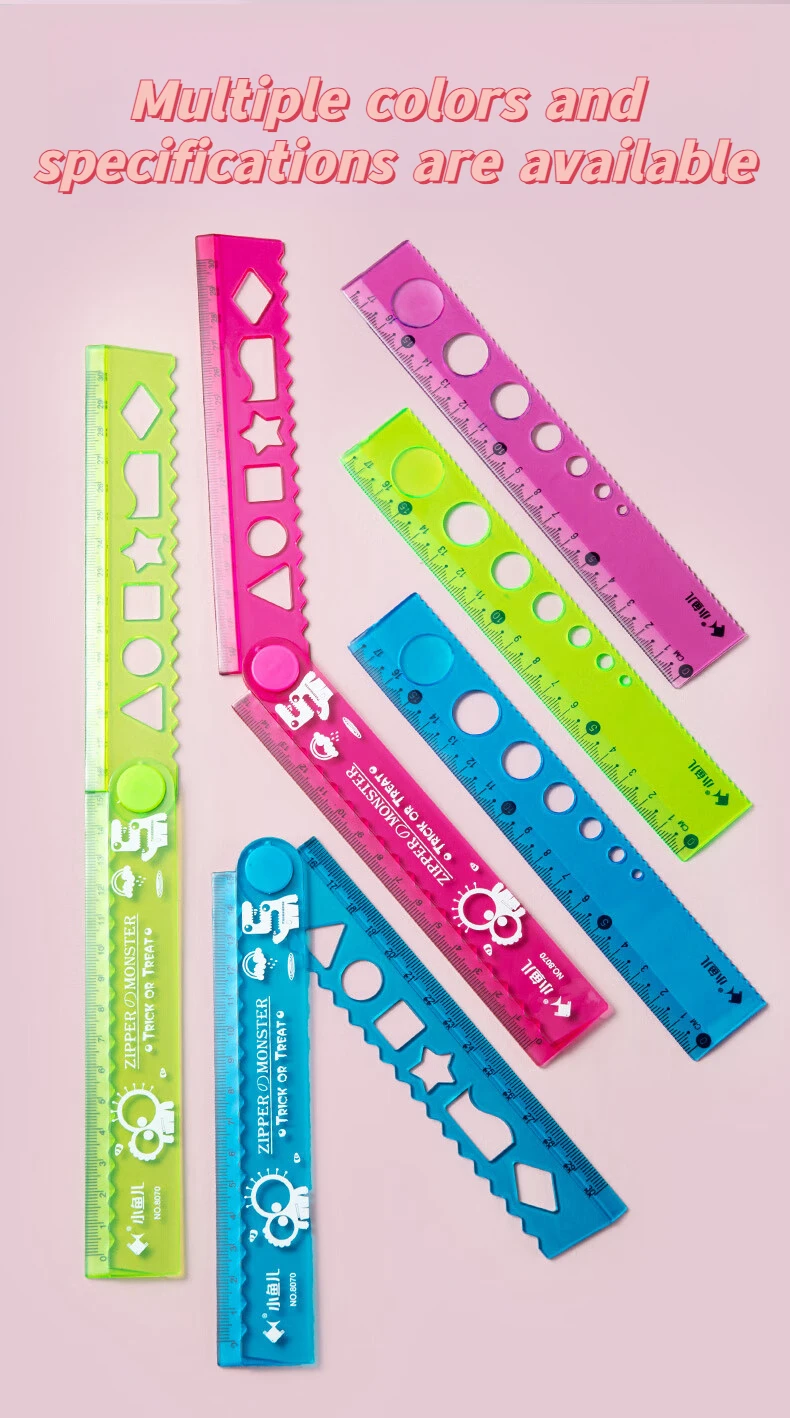 Multifunctional Folding Plastic Ruler Set With Cartoon Wave Design 30cm ...