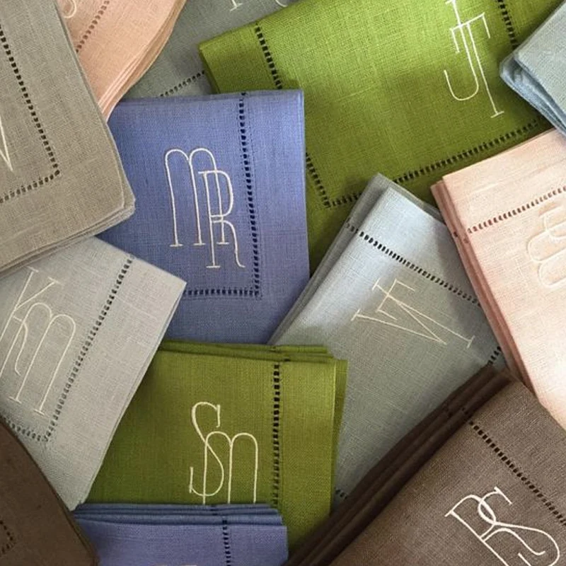 Nature Linen Napkins - Hemstitch Embroidery & Custom LOGO